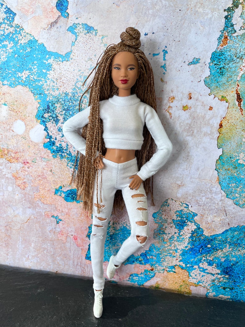 SET Od Ripped Pats for 12inch Doll, Slim Fit Leggings With Knee Rips in ...