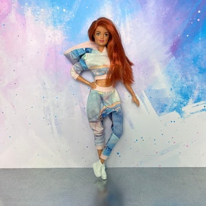 Modern Tracksuit for 12 Inch Doll, Drop Crotch Jogger and Short Hoodie ...