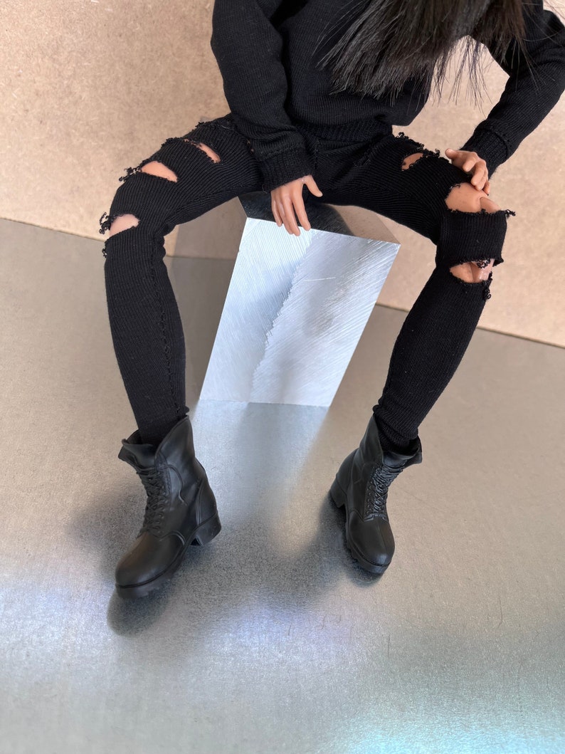 Super Skinny Pants for 12in Doll, Slim Fit Ripped Trousers for Men Doll ...
