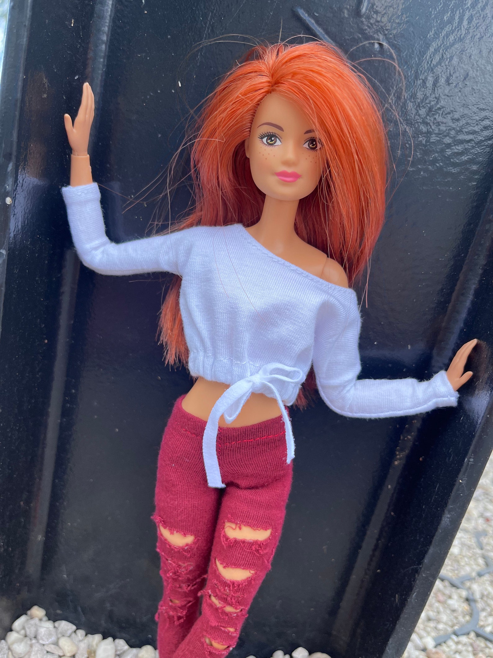 White Open Back Top in 1:6 Scale, 12 Inch Doll Blouse With Dropped ...