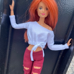 White Open Back Top in 1:6 Scale, 12 Inch Doll Blouse With Dropped ...