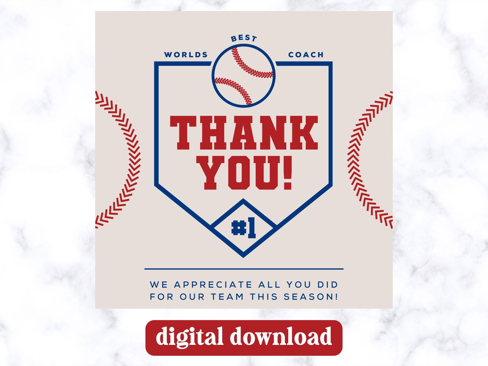 Baseball Coach Gift Tag • Printable Coach Thank You Tag • End of Season ...