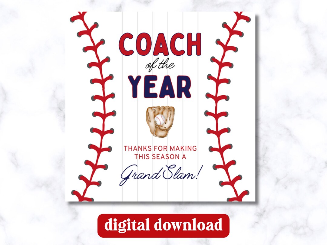 Baseball Coach Gift Tag Printable • Coach of the Year Thank You Tag ...