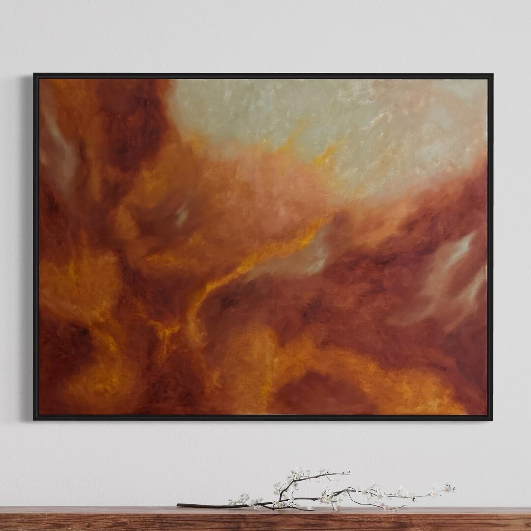 Large Red Flames Abstract Oil Painting Wall Art for Living Room, Dining ...