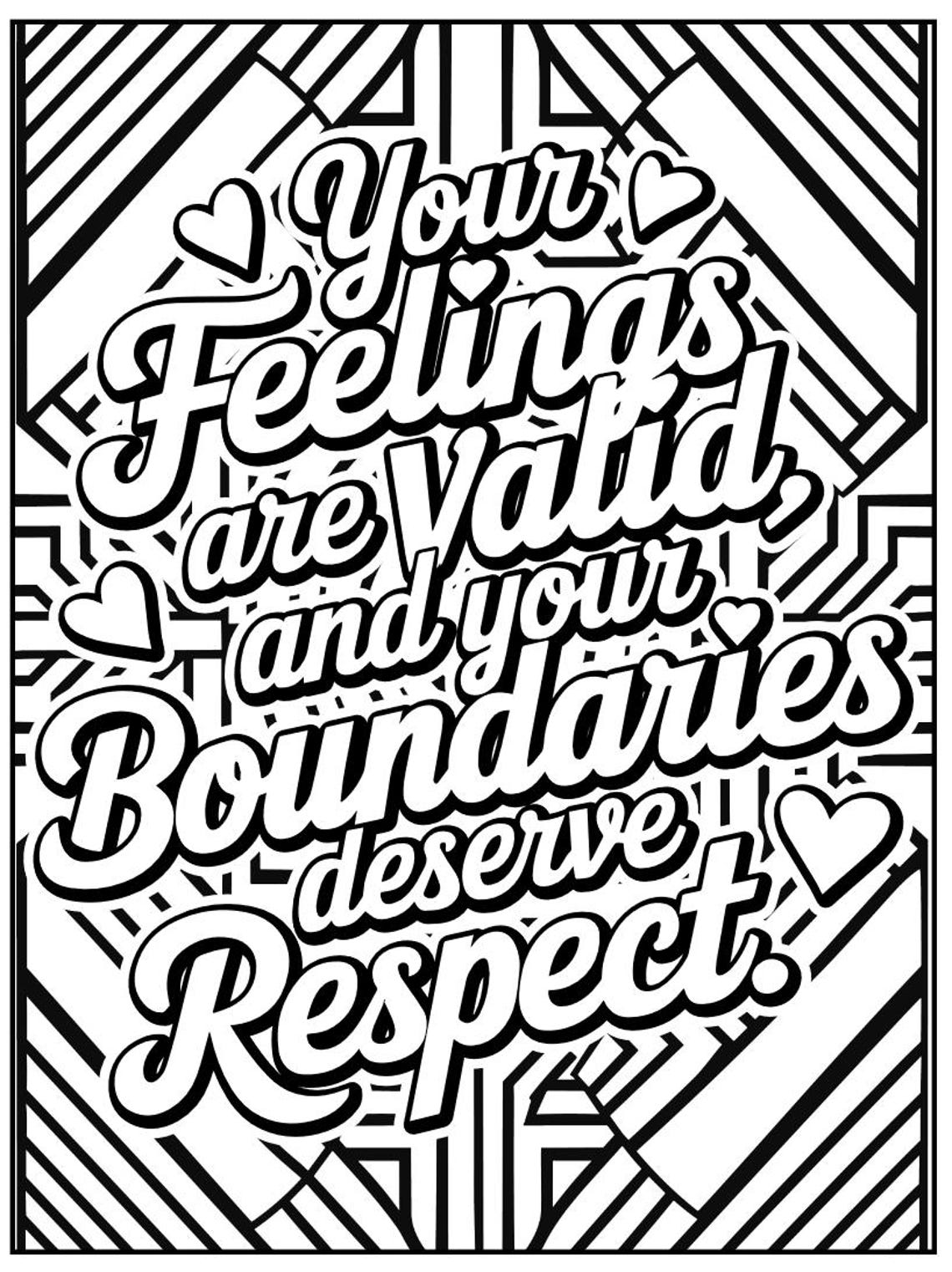 Adult Coloring Book: 20 Printable Pages for Setting Boundaries & Self ...