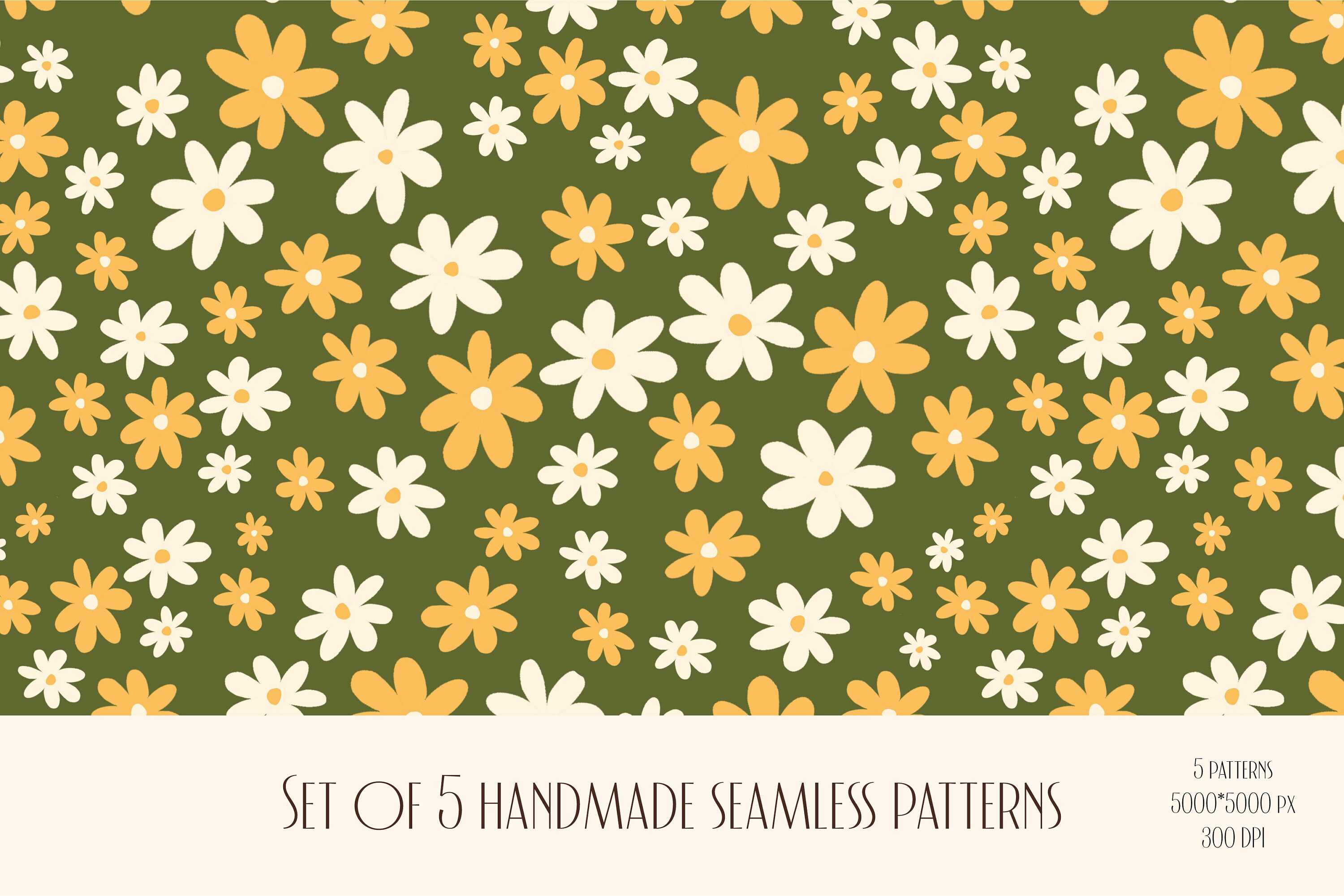 Floral Digital Paper Pack - Flower Seamless Pattern - Daisy Floral ...