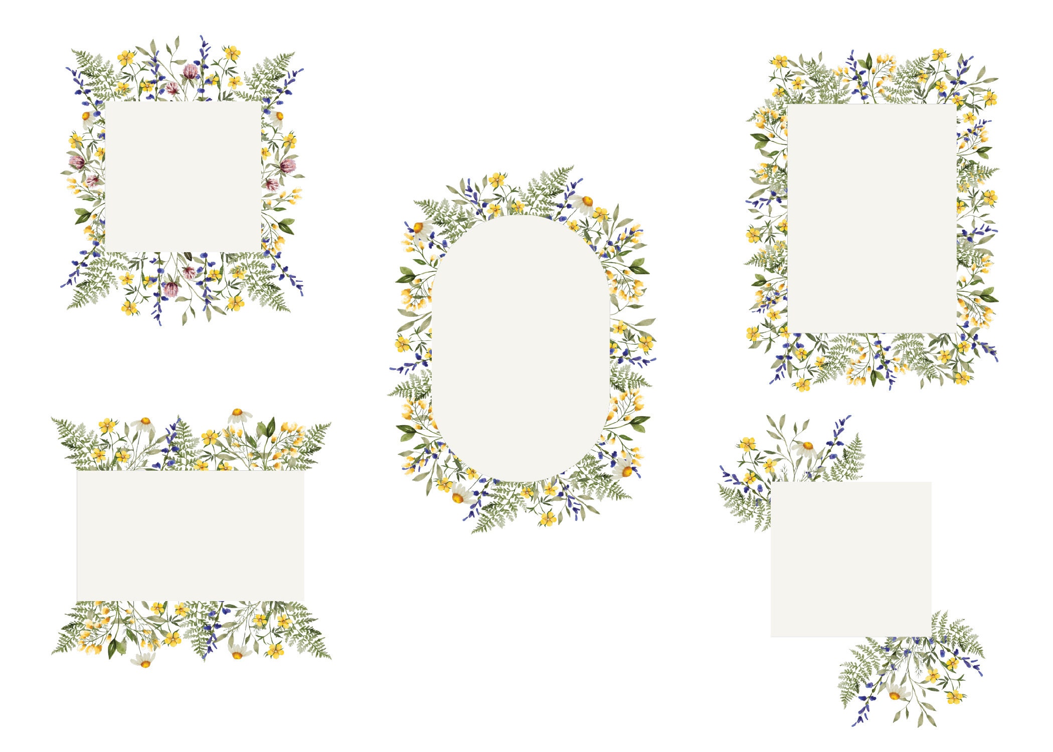 Watercolor Wildflowers Frames Clipart Wild Flowers Clipart Summer Field ...