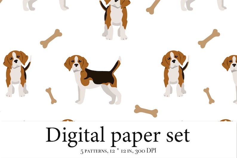 Puppy Dog Printable Papers, Dog Digital Papers, Cute Pug Dog Digital ...