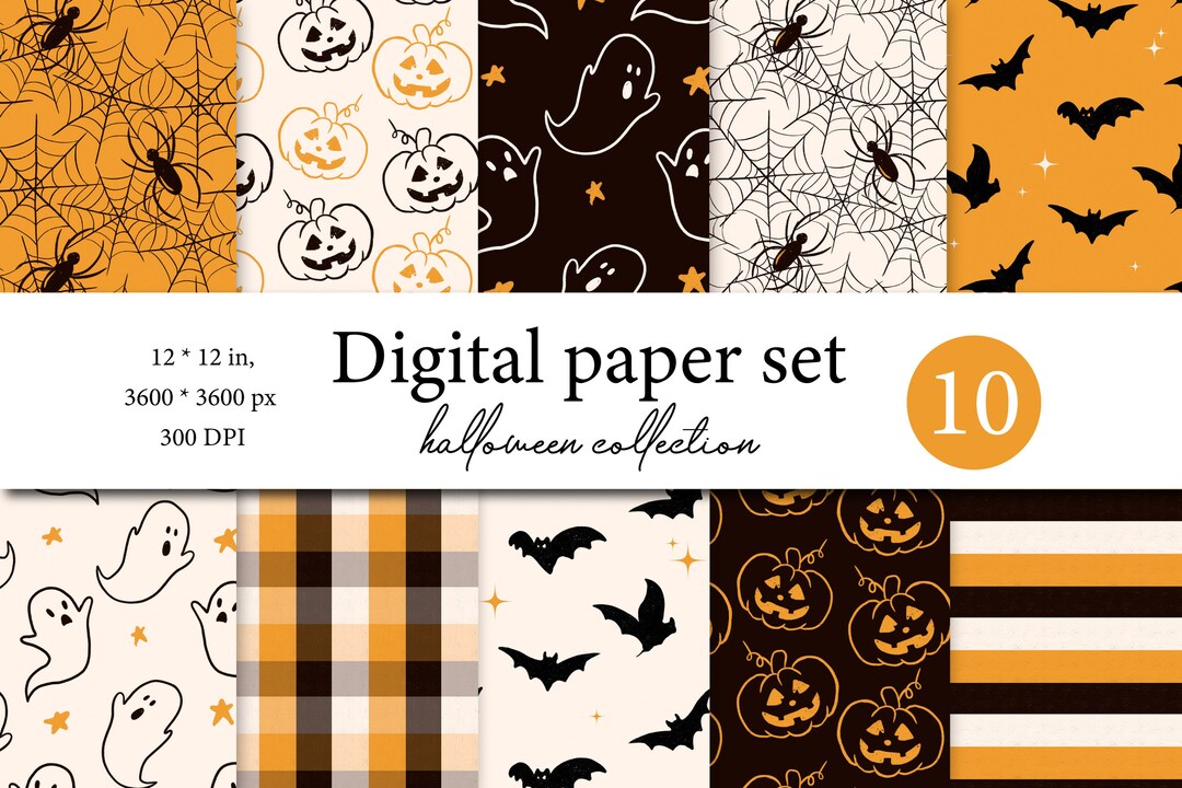 Halloween Digital Paper, Trick or Treat Scrapbook Papers, Boo Wallpaper ...
