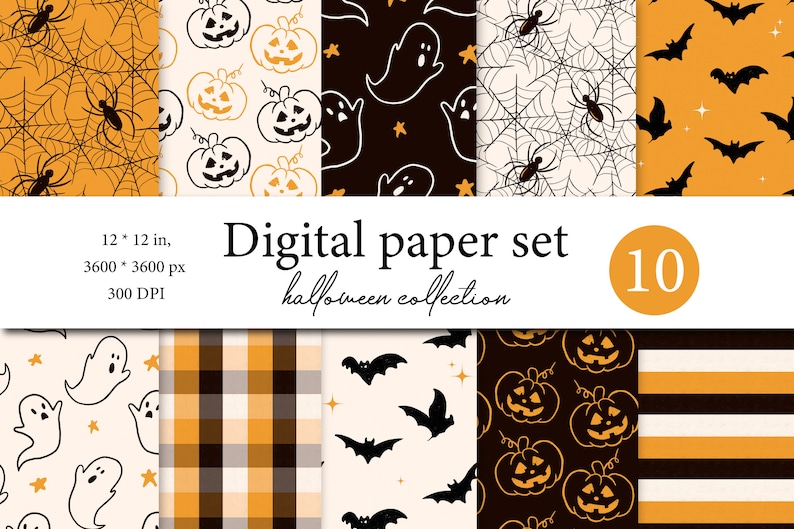 Halloween Digital Paper, Trick or Treat Scrapbook Papers, Boo Wallpaper ...