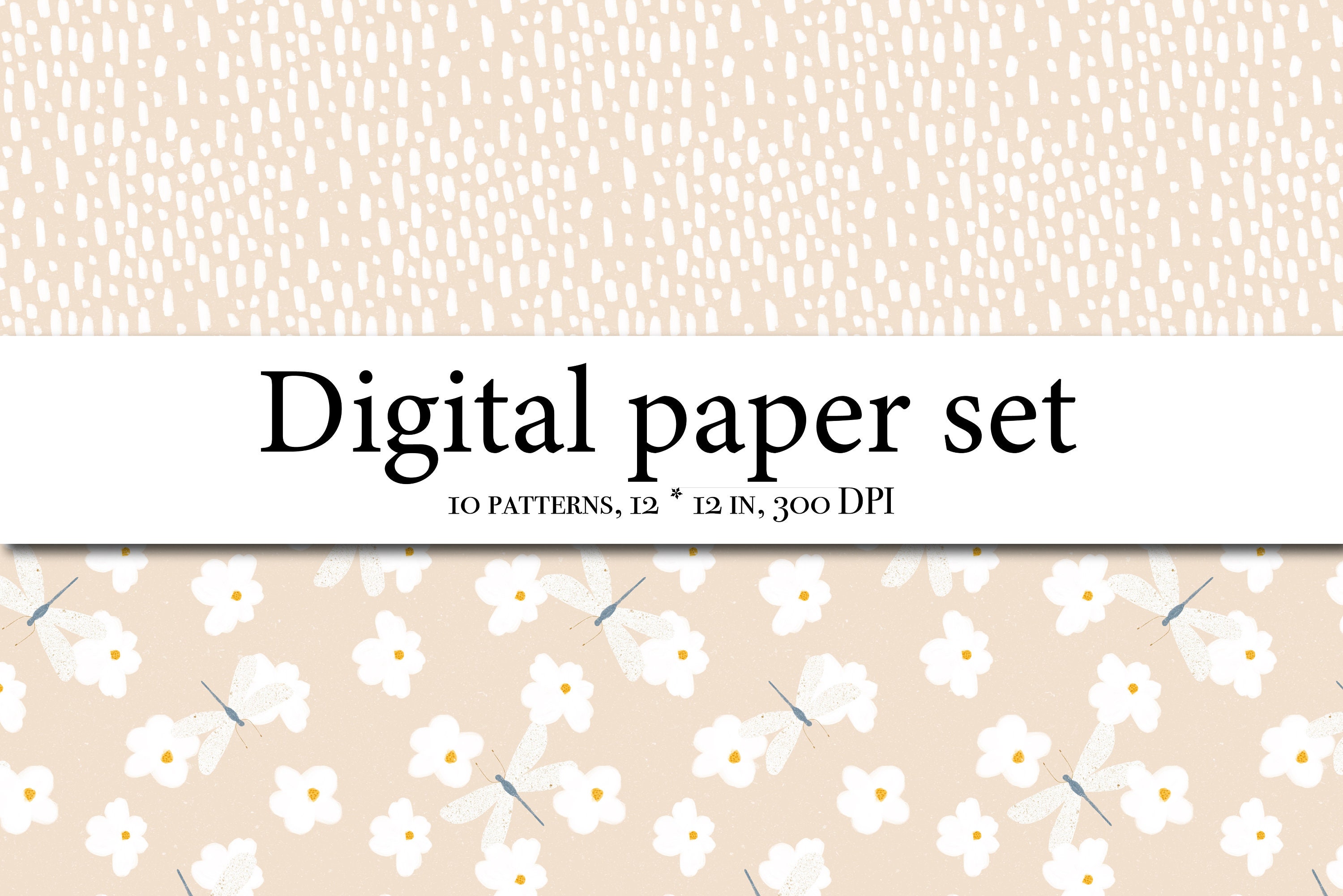 Boho Digital Paper Set - Boho Print - Pastel Flowers Seamless Pattern ...