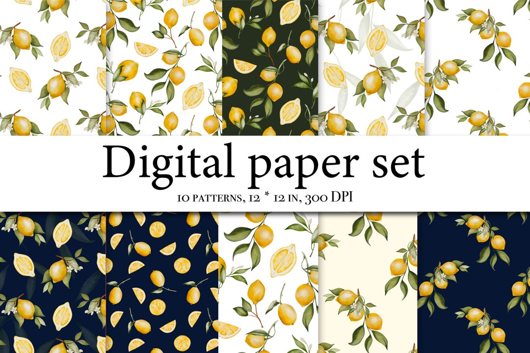 Pattern Clipart With Lemon Seamless Pattern for Fabric -watercolor ...
