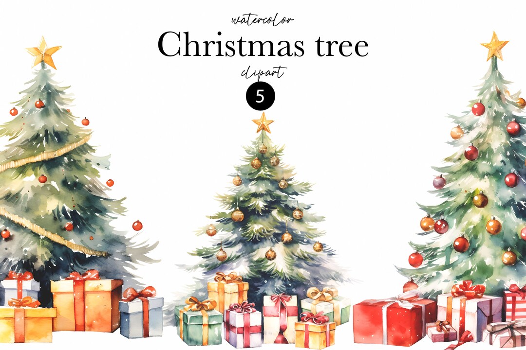 Watercolor Winter Clipart - Watercolor Christmas Tree - Watercolor ...