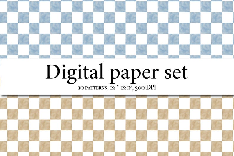 10 Checker Printable Scrapbook Paper, Checkered Seamless Pattern ...