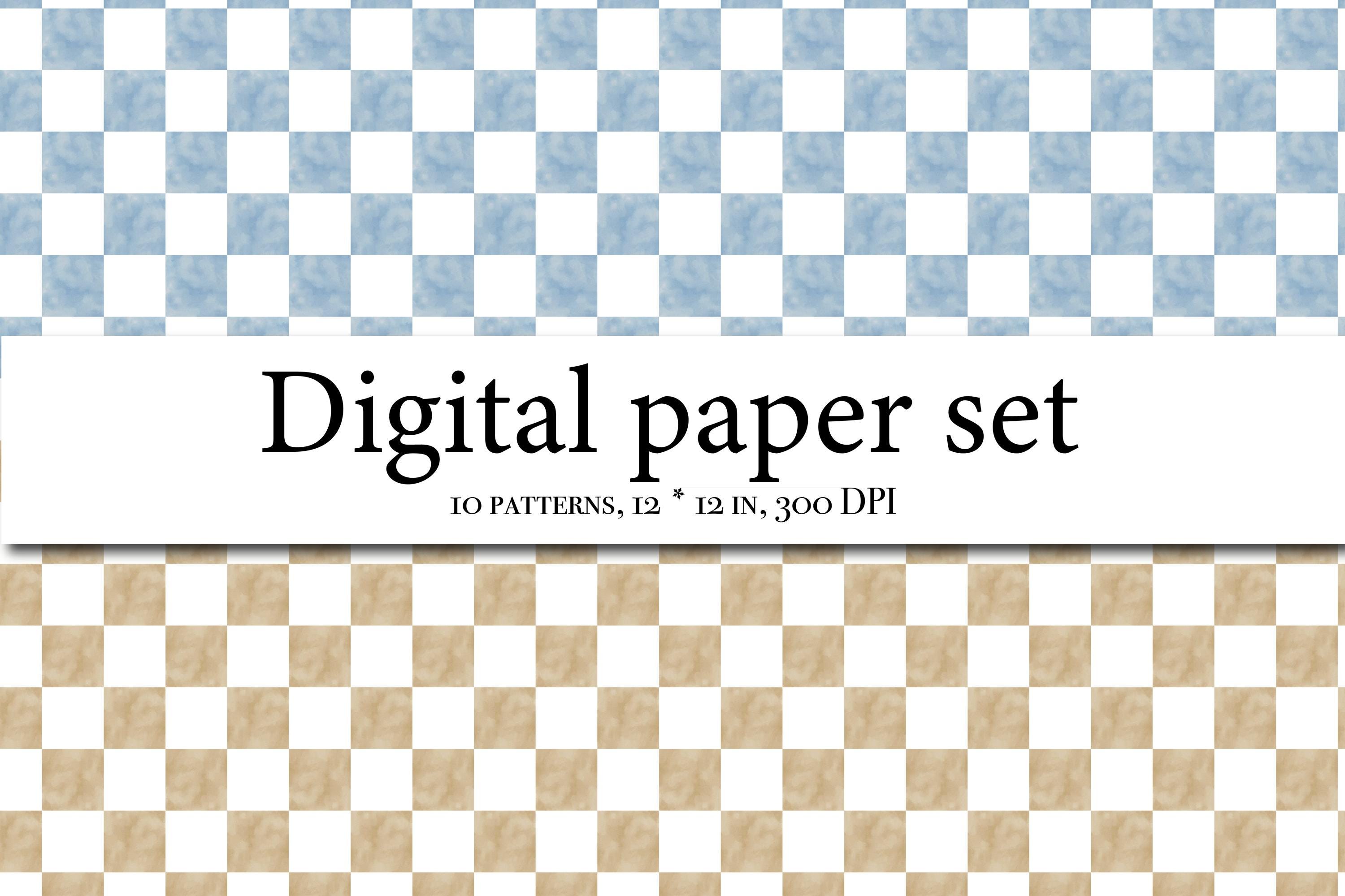 10 Checker Printable Scrapbook Paper, Checkered Seamless Pattern ...