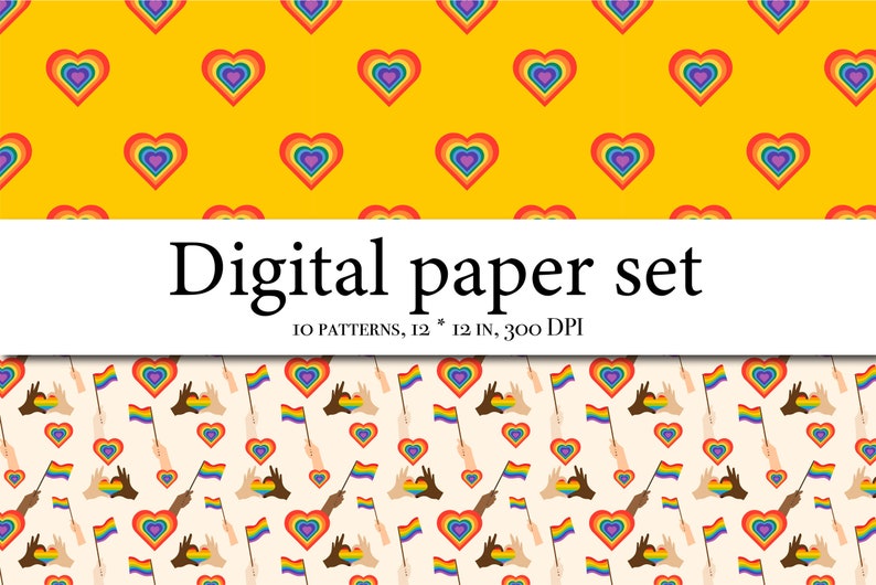 Pride Month Digital Papers, Scrapbook Paper, Seamless Pattern, Digital ...