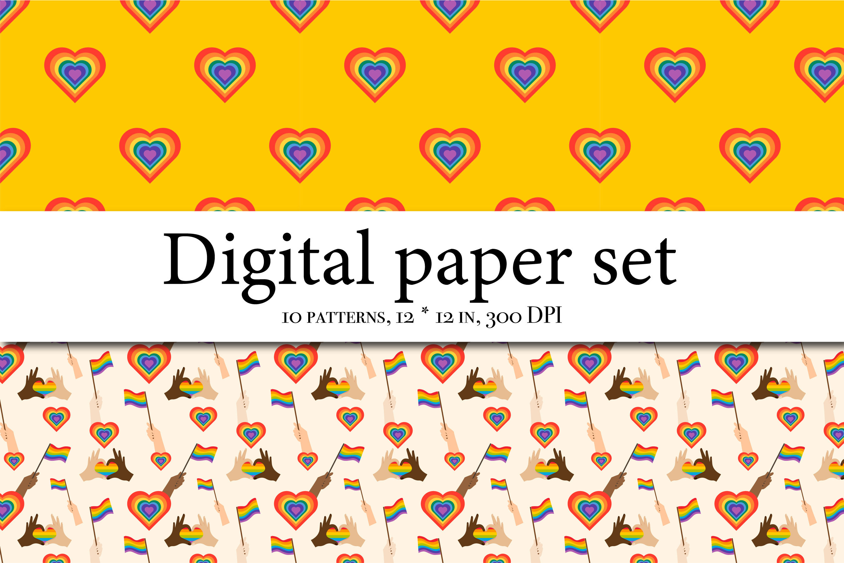Pride Month Digital Papers, Scrapbook Paper, Seamless Pattern, Digital ...