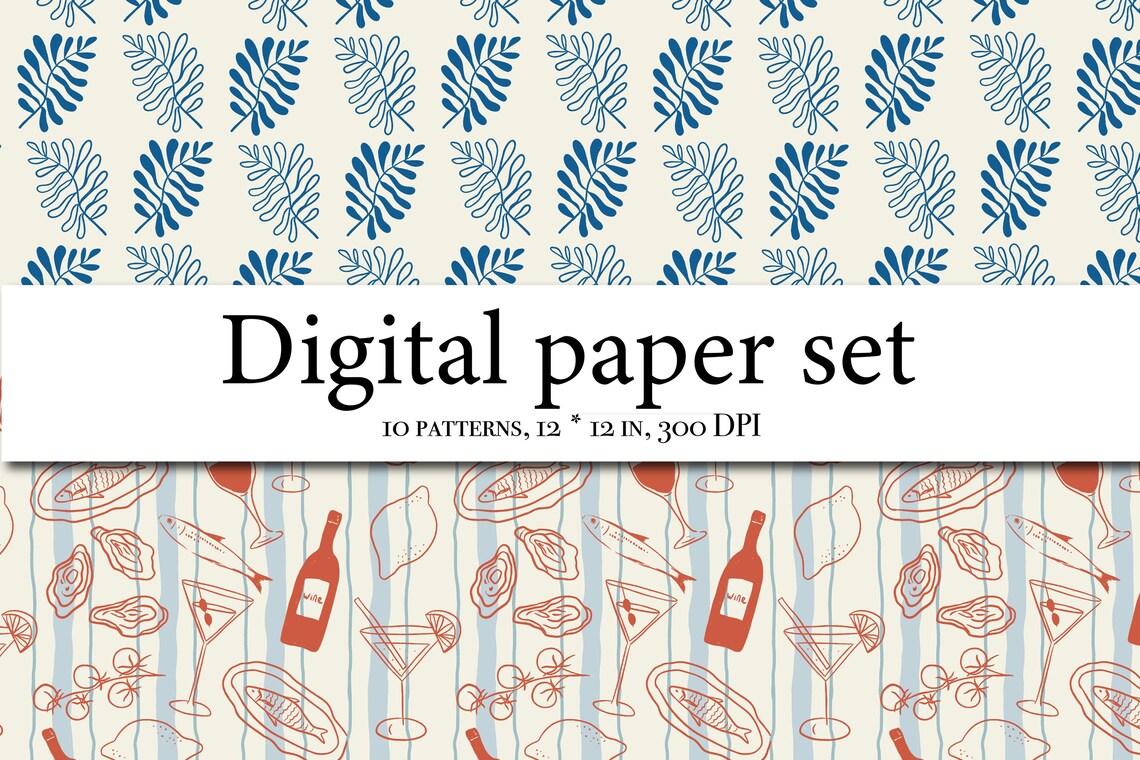 Sea Digital Paper-underwater Ocean - Coastal Digital Paper Set ...
