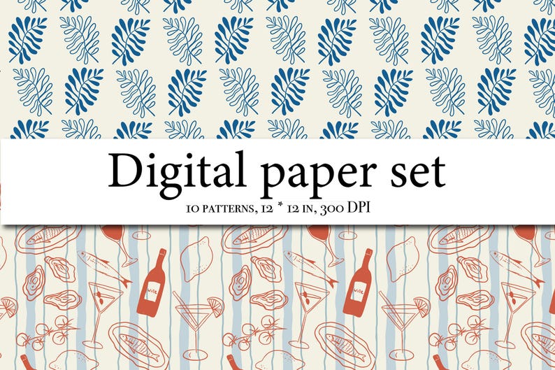 Sea Digital Paper-underwater Ocean - Coastal Digital Paper Set ...