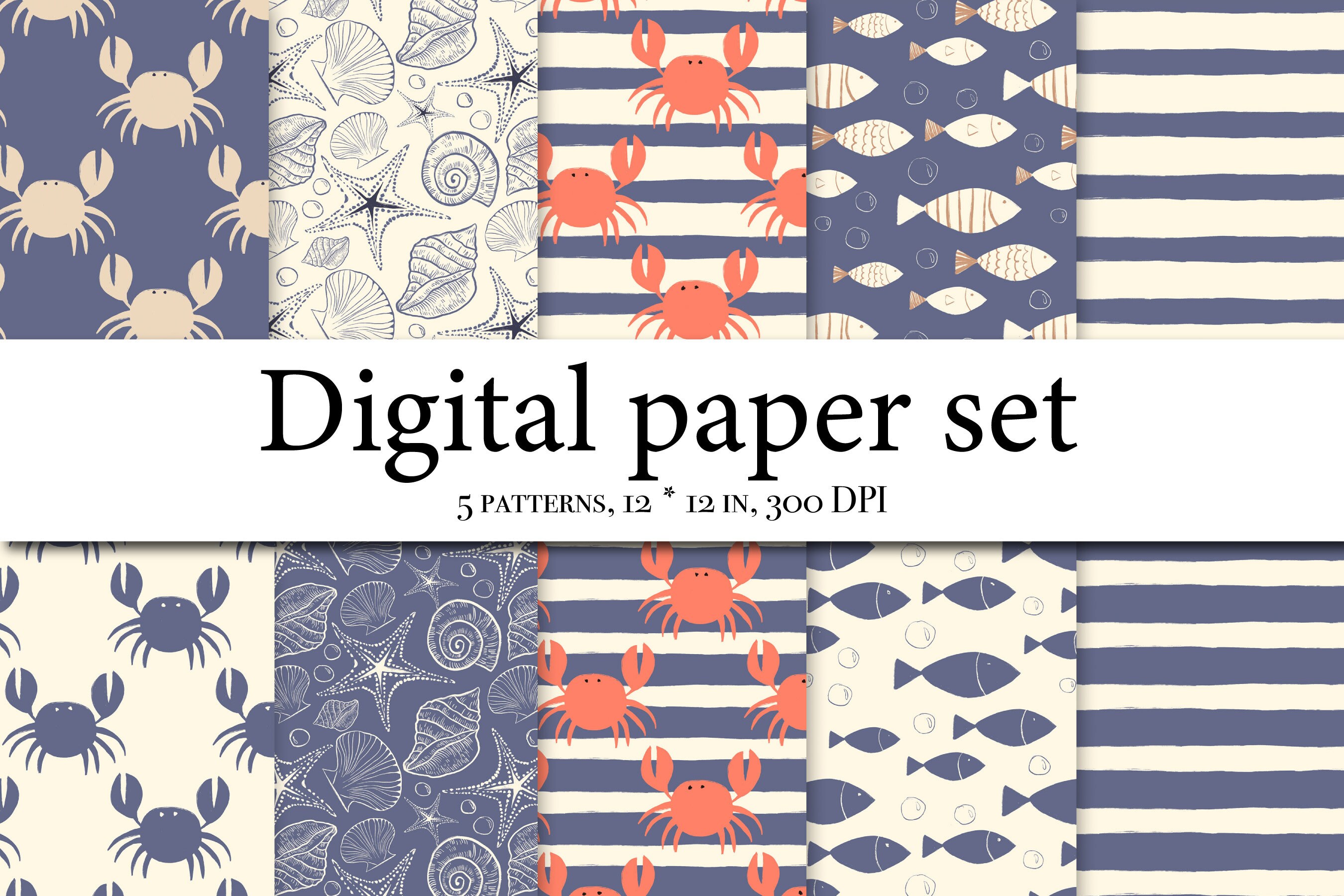 Sea Digital Paper-underwater Ocean Crab Digital Paper Lighthouse ...