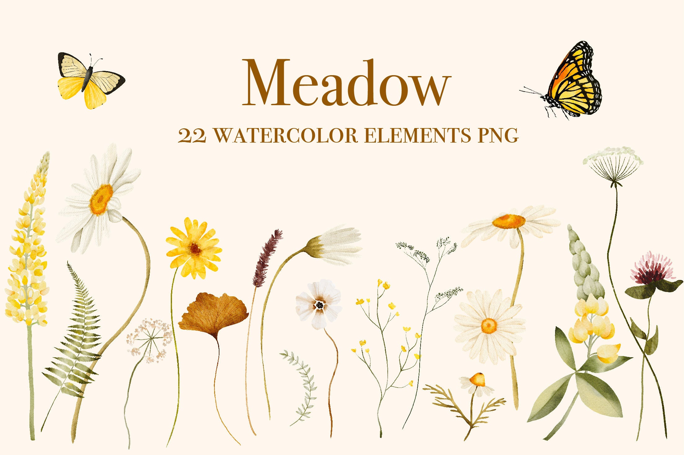 Wildflowers Watercolor Floral Clipart Wild Flowers Wedding - Etsy