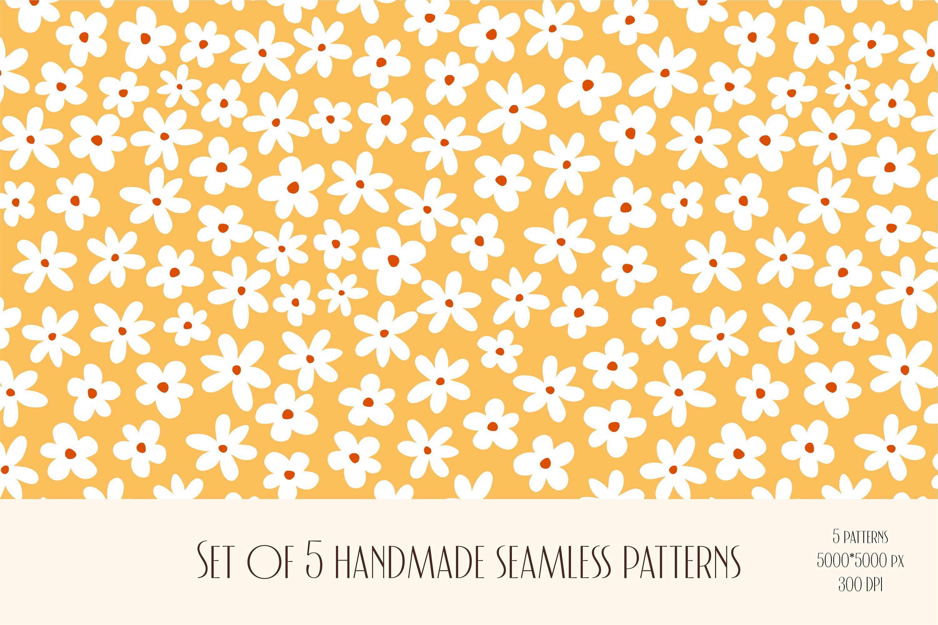 Floral Digital Paper Pack - Flower Seamless Pattern - Daisy Floral ...