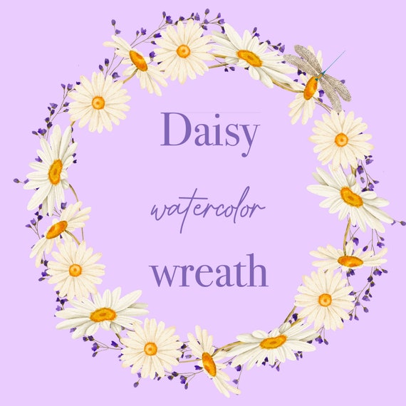 Daisy Watercolor Wreath Daisy Wreath Clip Art Hand Painted - Etsy