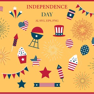 4th of July Digital Clipart, Independence Day Clipart, USA Flag Clipart ...