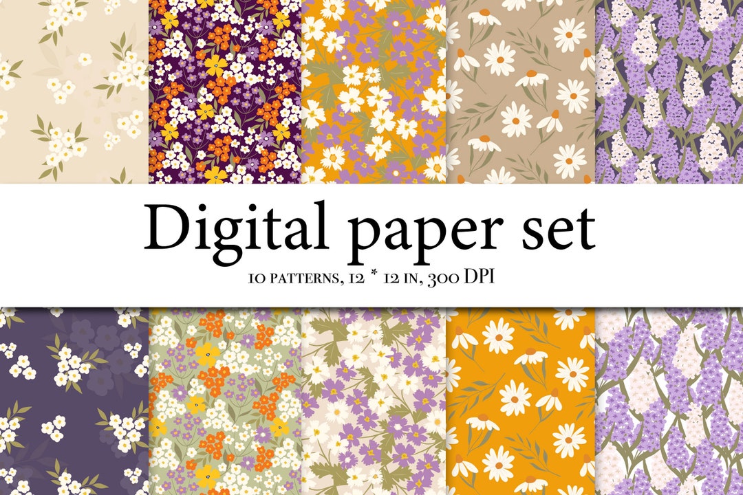 Pattern Clipart With Flowers Digital Paper- Flowers Seamless Pattern ...