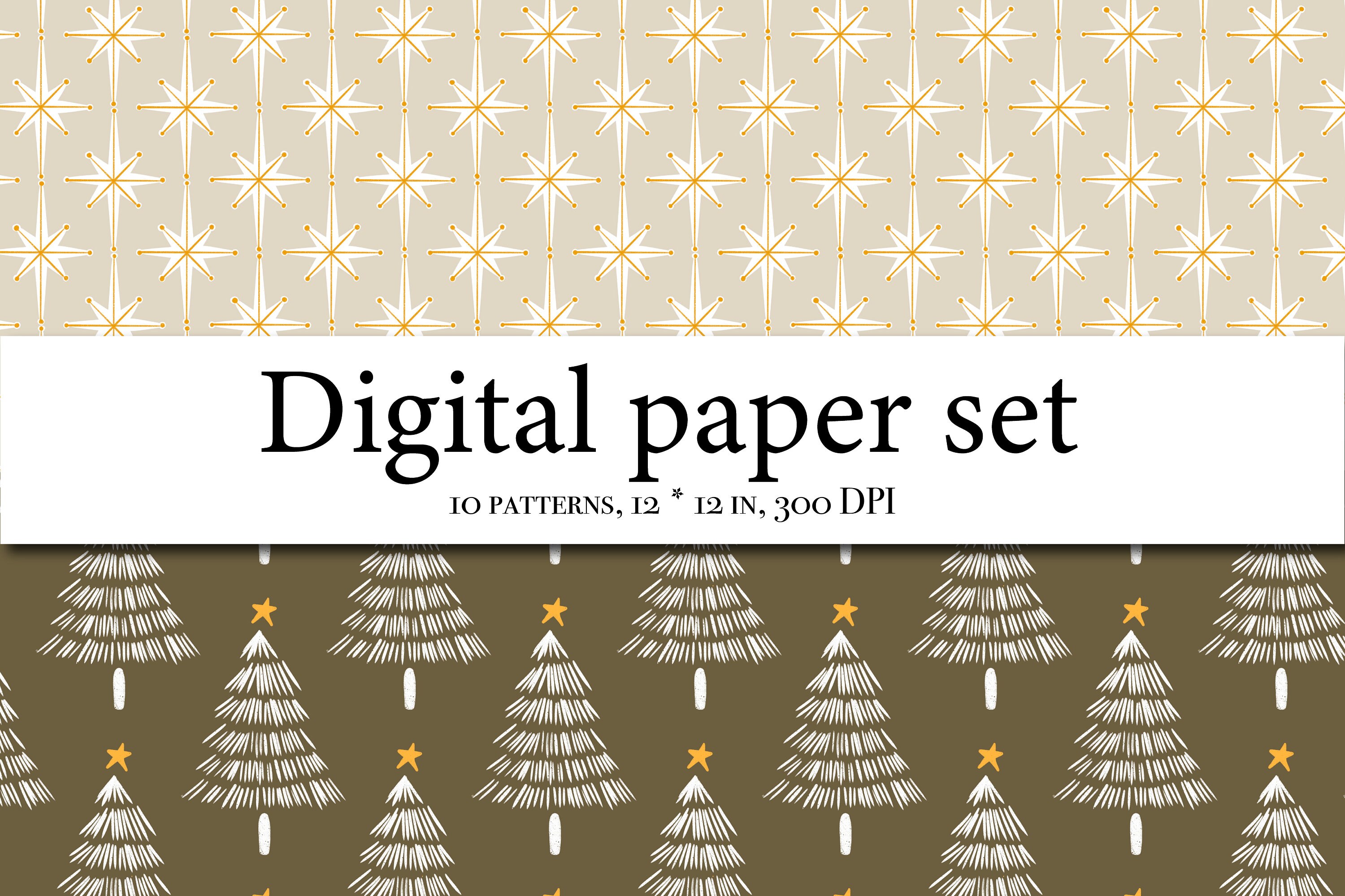 Christmas Digital Paper Set - Christmas Seamless Pattern - Holidays ...