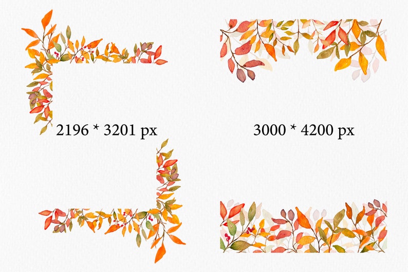 Fall Leaves Clipart Watercolor Fall Frames Clip Art Autumn Leaves ...