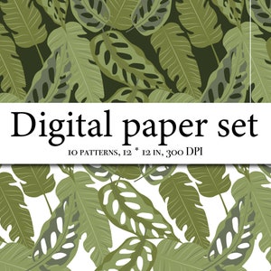 Bright Tropical Digital Paper Pack - Tropic Seamless Pattern With ...