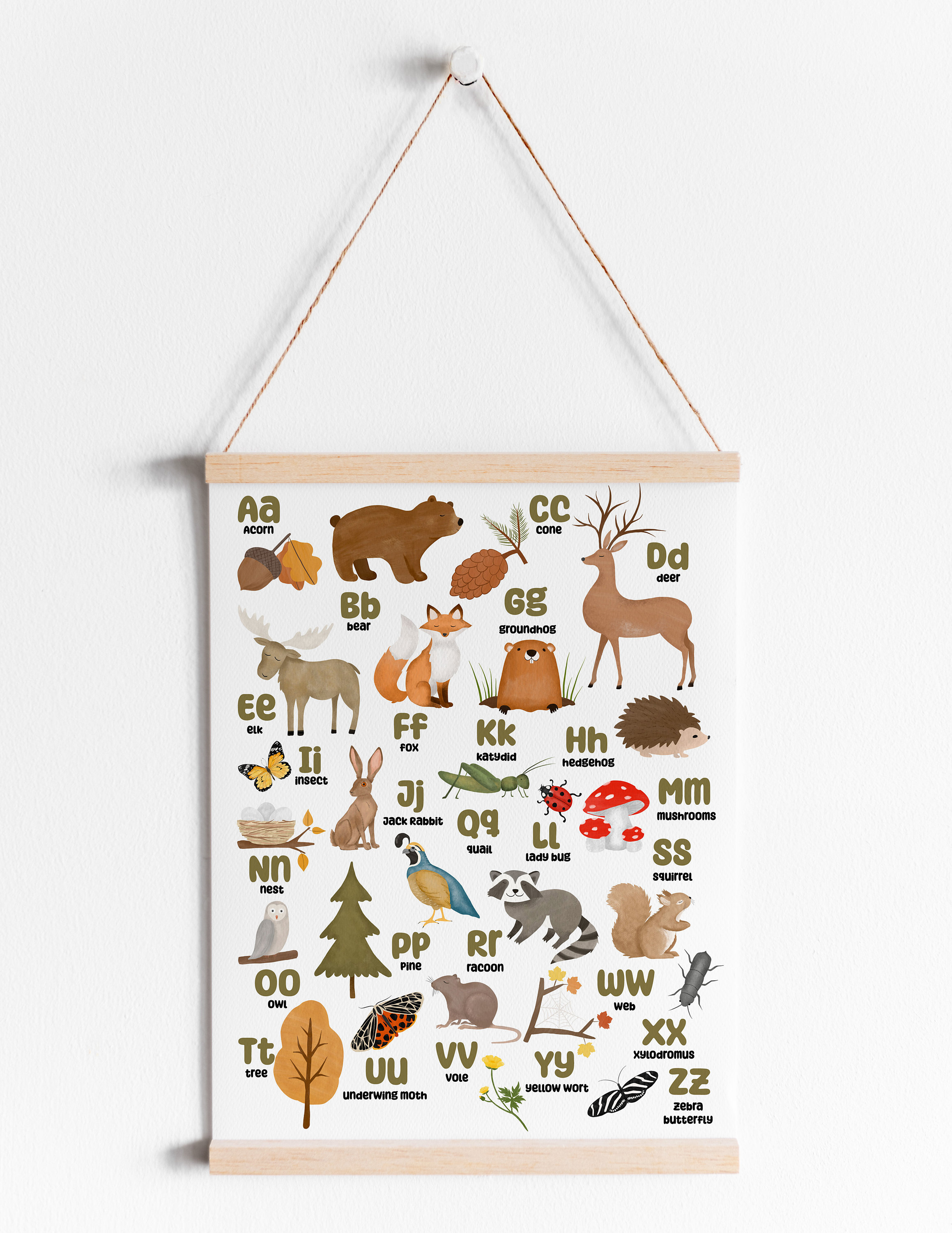 Woodland Alphabet Poster Woodland Alphabet Print Woodland - Etsy