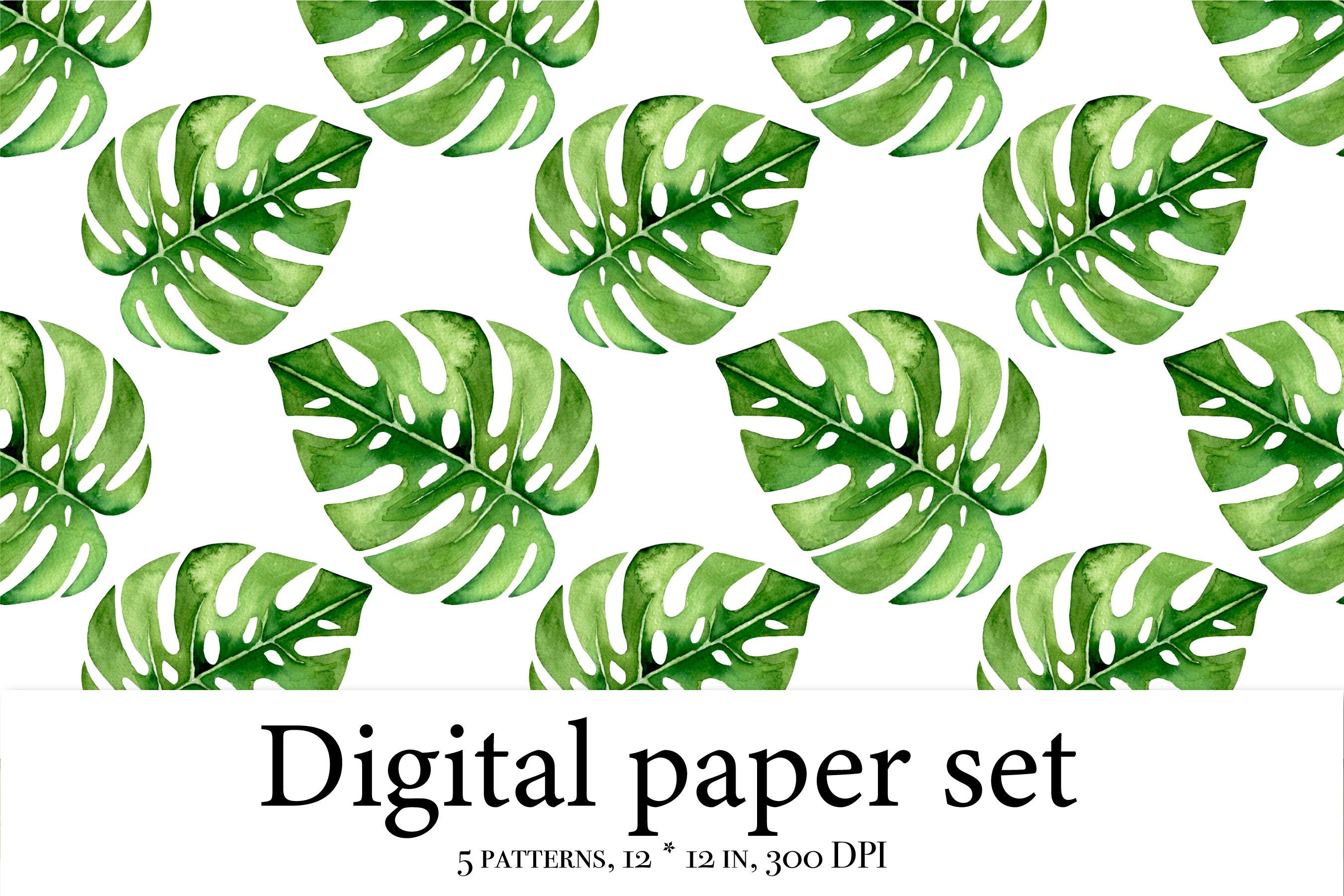 Watercolor Bright Tropical Digital Paper Pack Tropic Seamless Pattern ...
