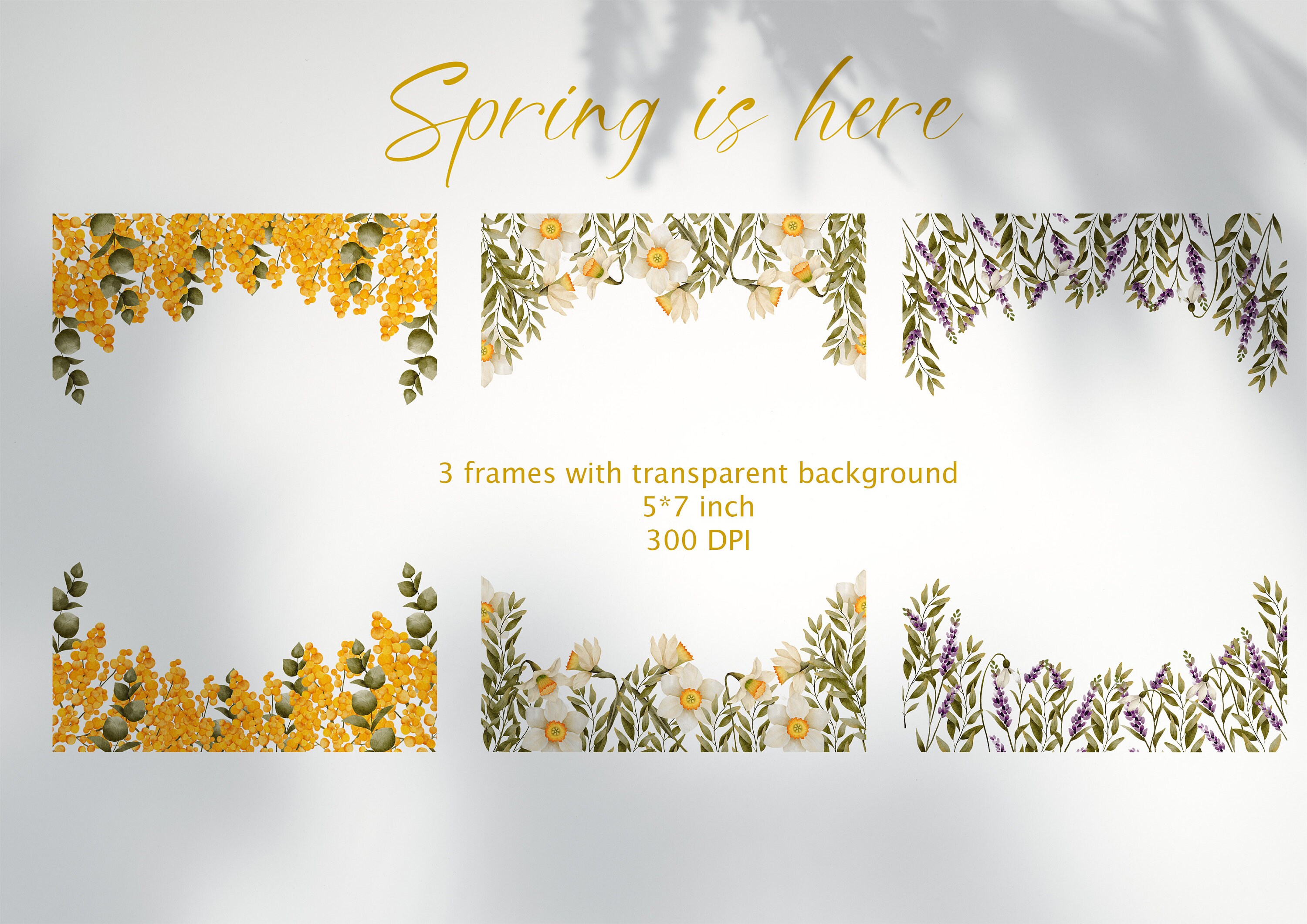 Wildflower Spring Floral Clipart Frame- Watercolor Garden Spring ...