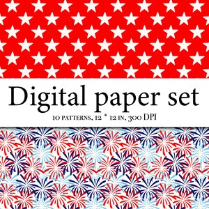 4th of July Digital Paper Pack- Independence Day Patterns- USA Flag ...