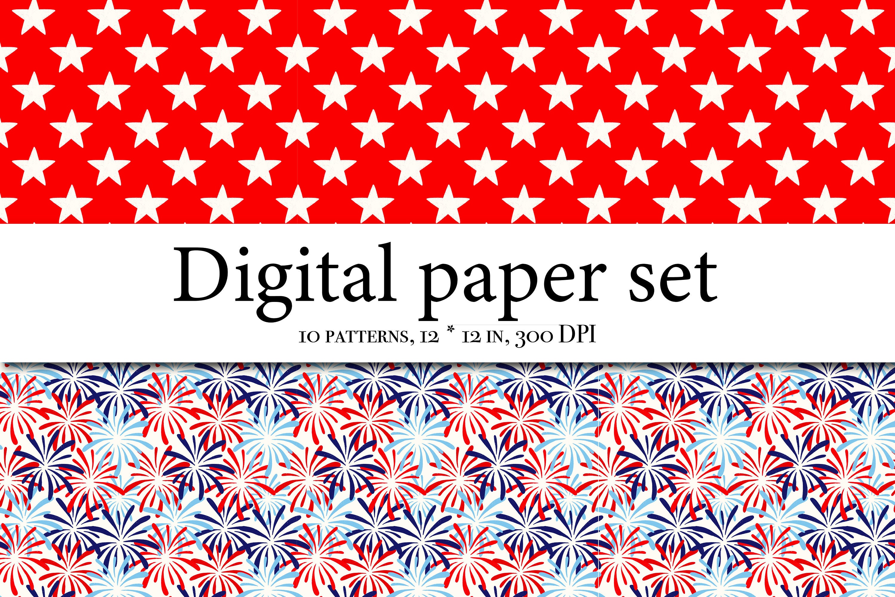 4th of July Digital Paper Pack Independence Day Patterns USA Flag ...