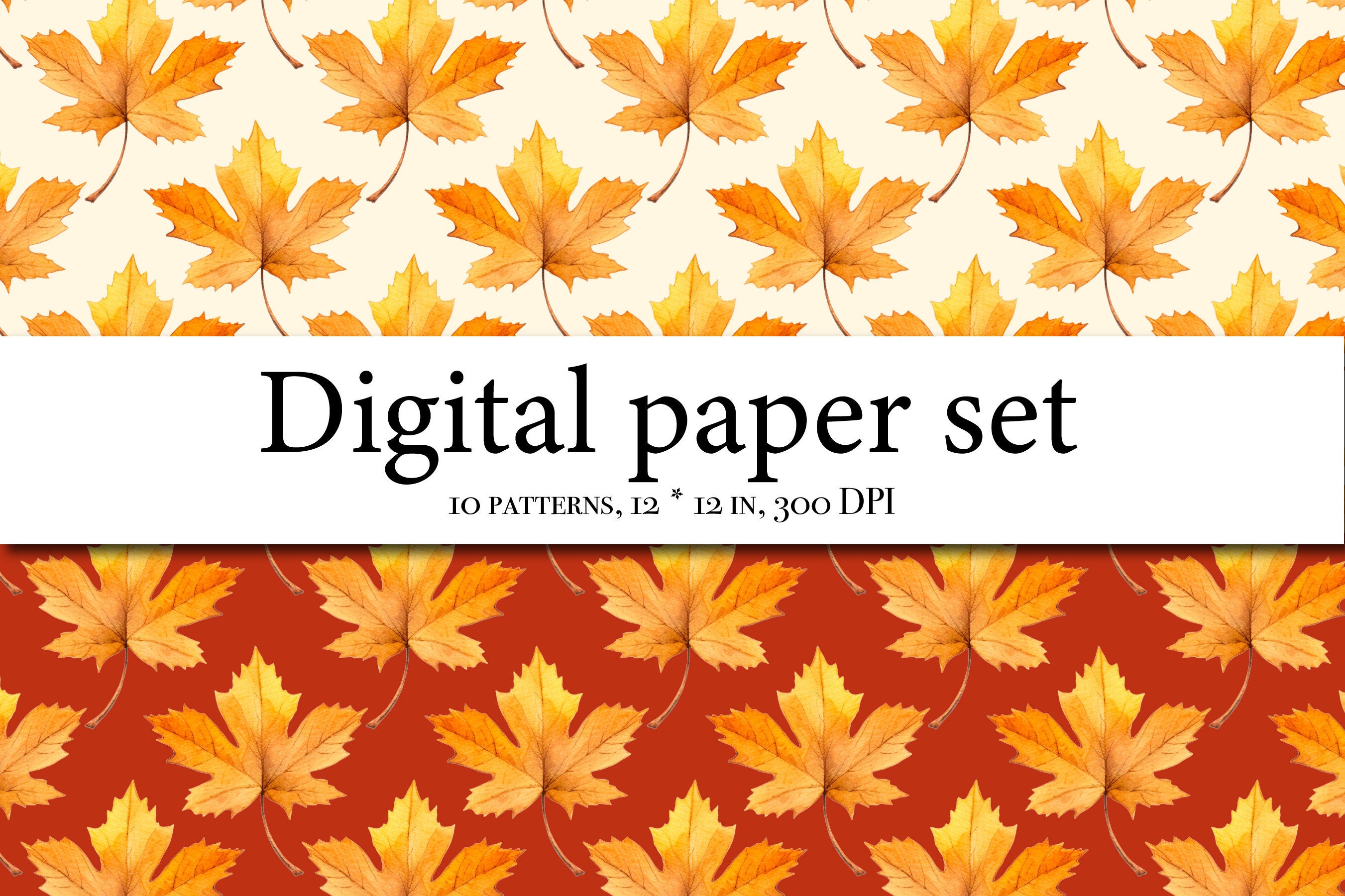 Watercolor Fall Leaves Digital Paper Autumn Pattern Rustic - Etsy