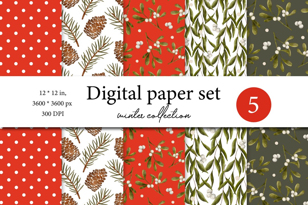 Watercolor Christmas Digital Paper - Christmas Background - Watercolor ...