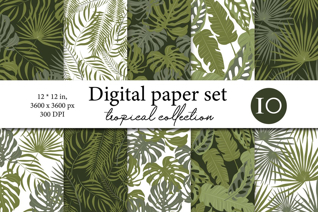 Bright Tropical Digital Paper Pack - Tropic Seamless Pattern With ...