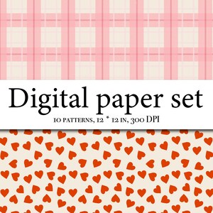 St. Valentine's Day Digital Scrapbooking, 10 Valentine Hearts Seamless ...