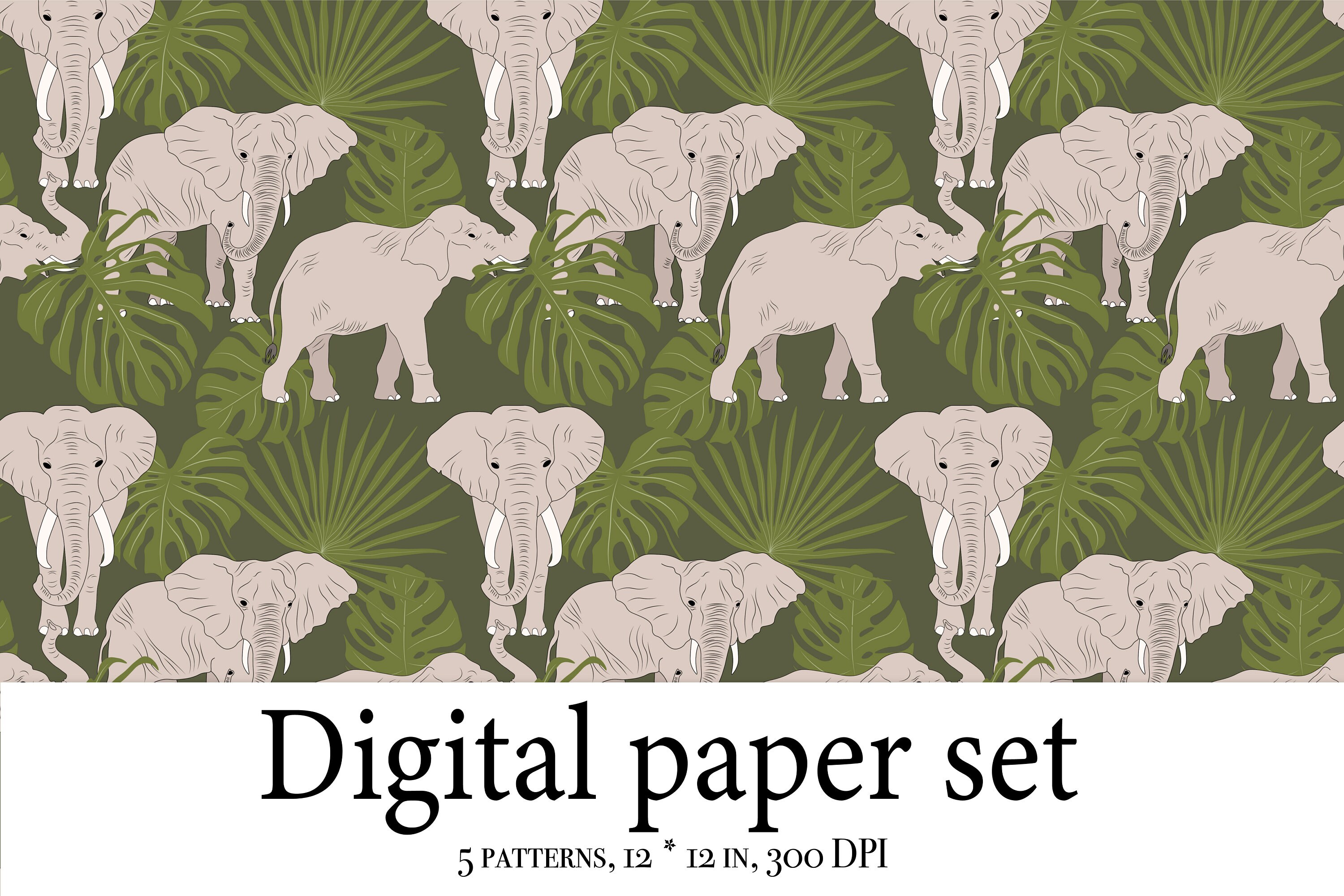 Elephant Digital Papers Elephant Seamless Pattern - Etsy