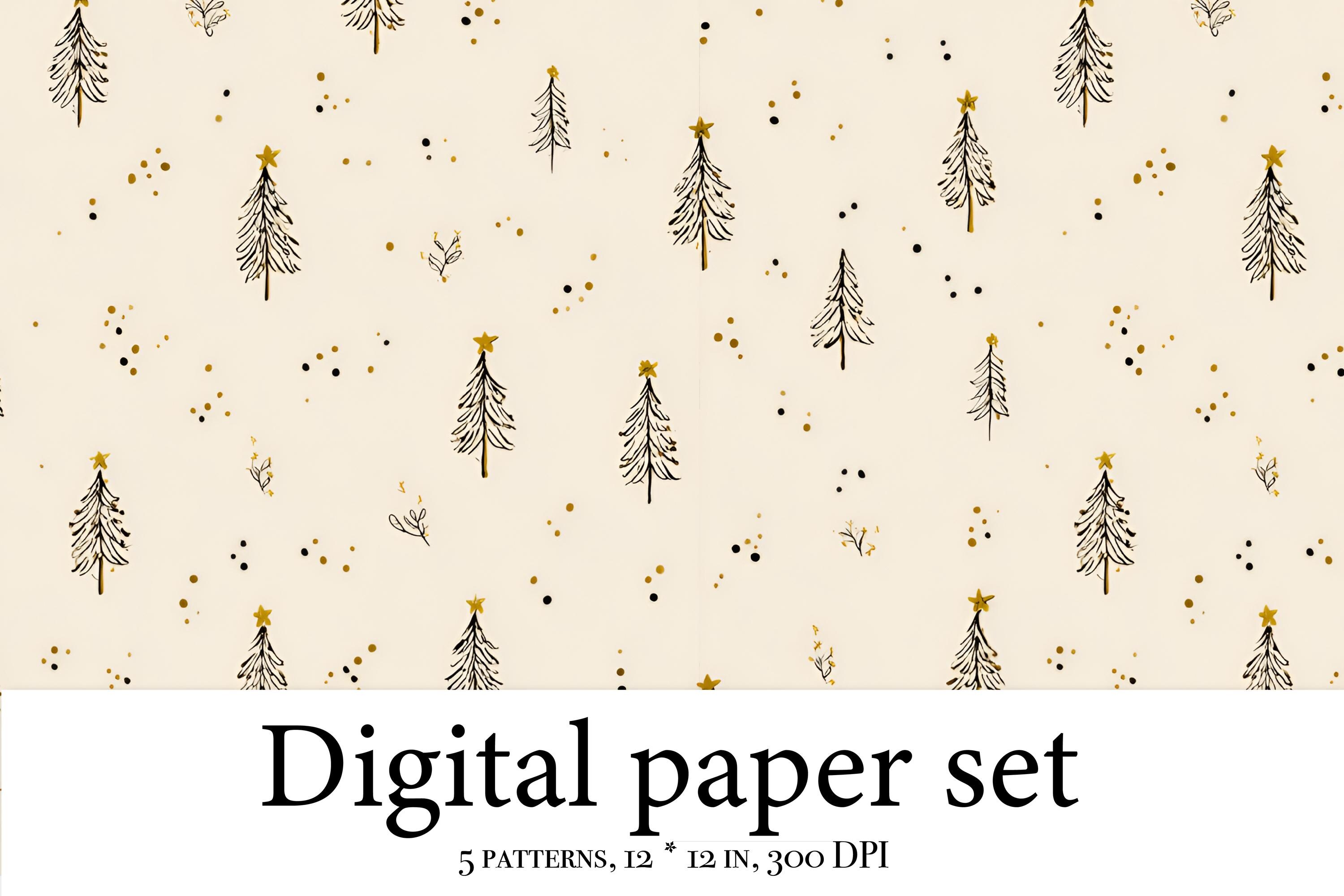 Christmas Digital Paper Set - Christmas Seamless Pattern - Holidays ...