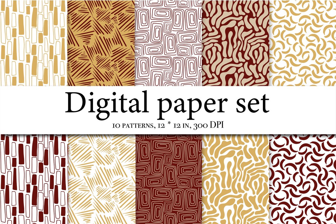 Boho Abstract Digital Paper -modern Brush Strokes Paper Pack - Trendy ...