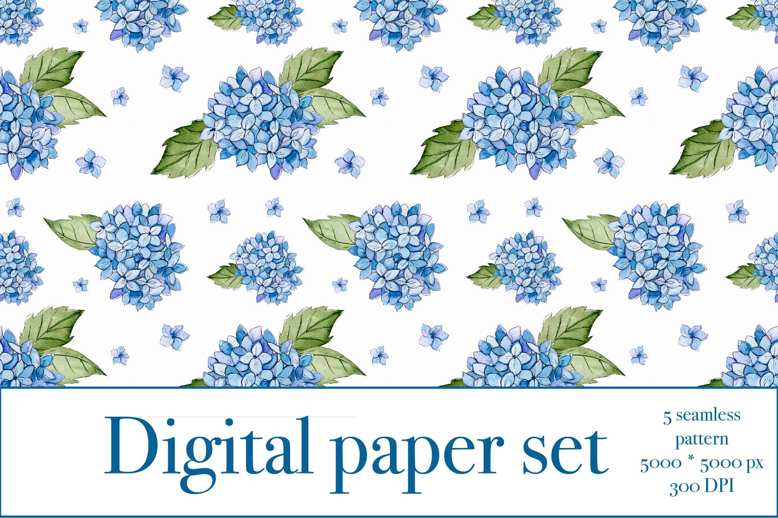 Watercolor Digital Paper Pack Hydrangea Scrapbook Hydrangea - Etsy