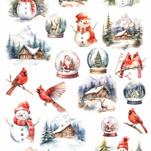 Watercolor Christmas Clipart PNG - Christmas Bundle Clipart ...