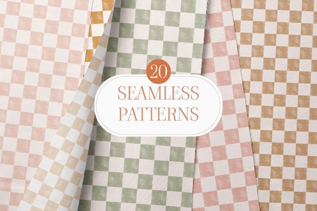20 Checkered Seamless Patterns – Pastel Gingham Digital Paper, Retro ...
