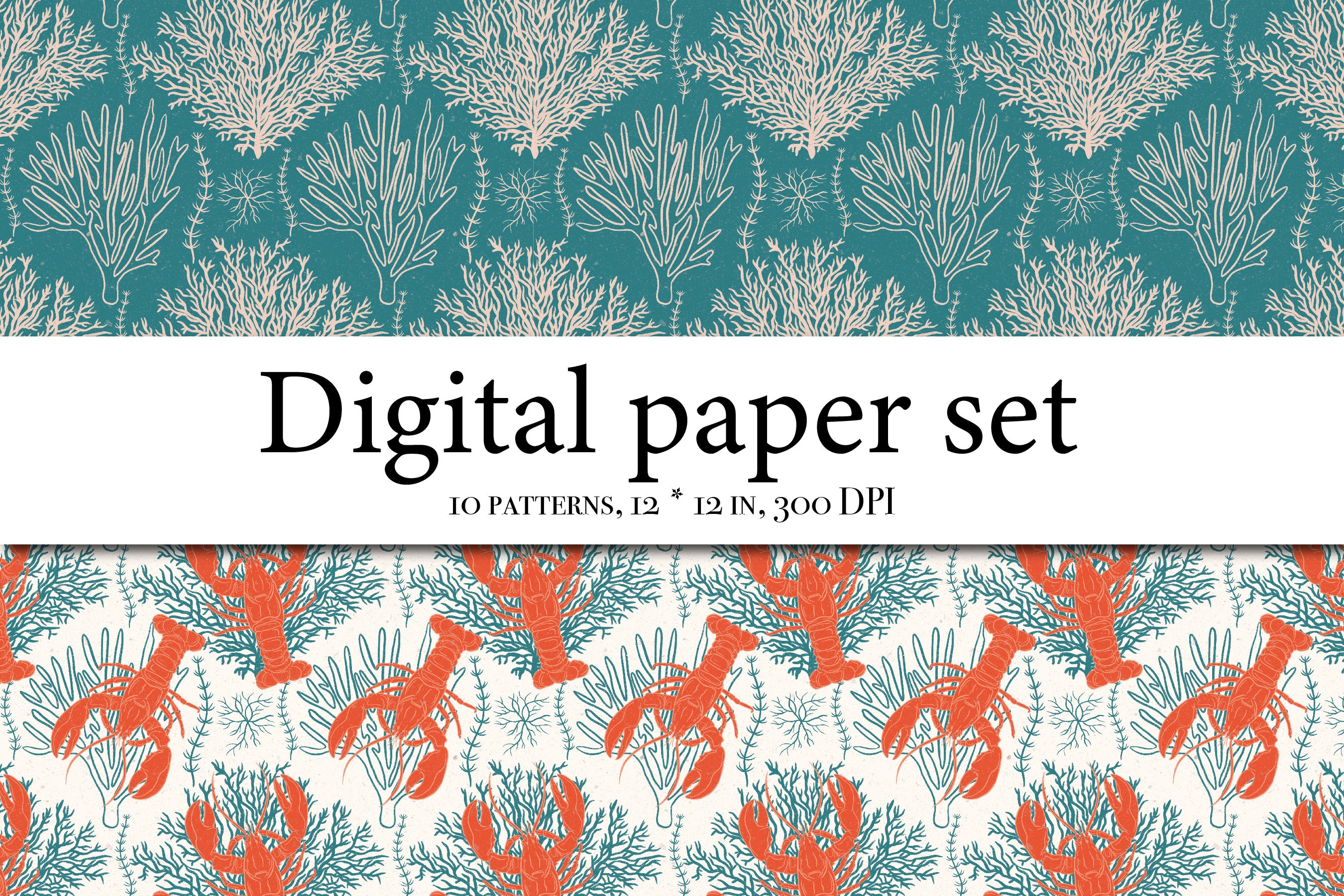 Sea Digital Paper-underwater Ocean - Crab Digital Paper - Lighthouse ...