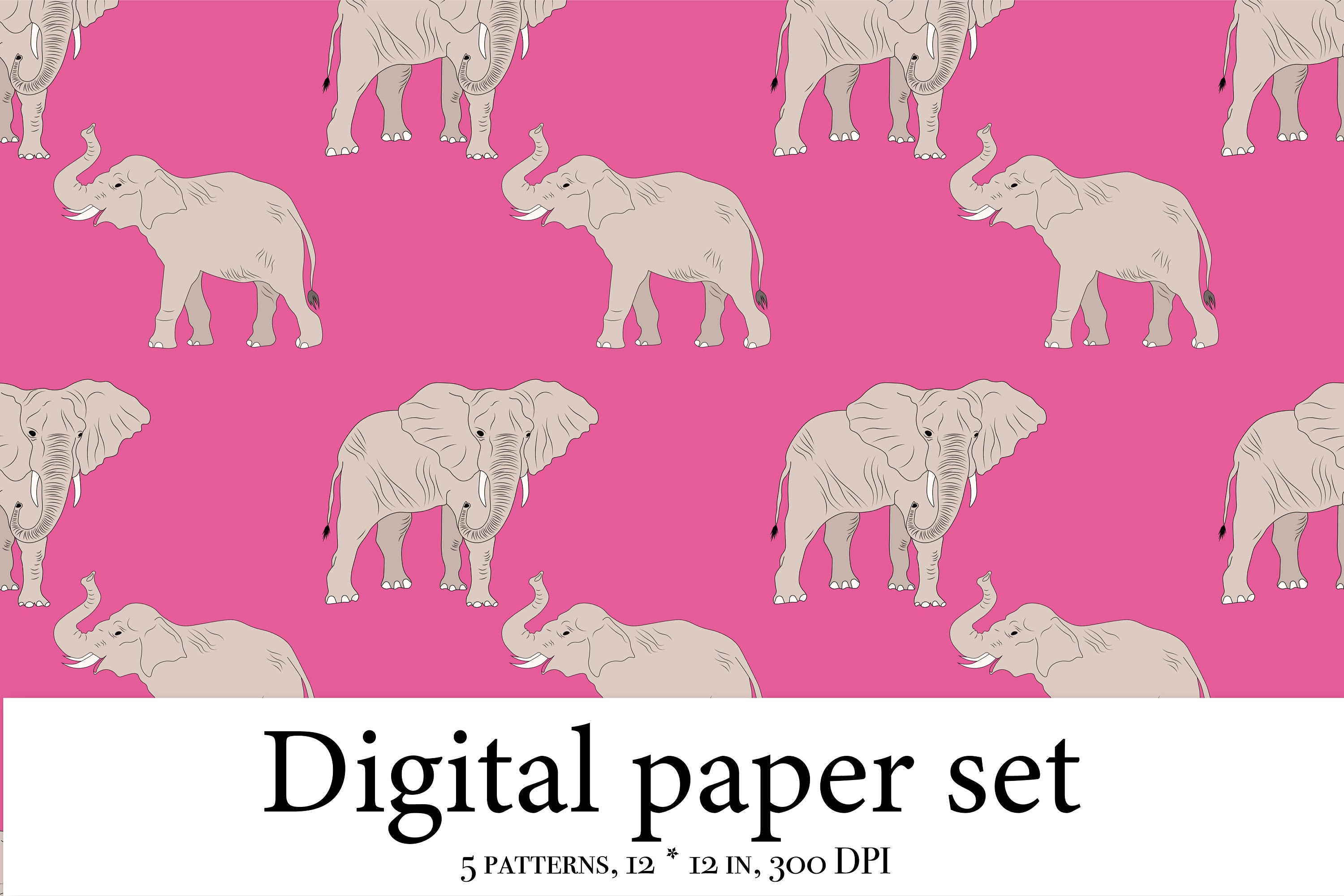 Elephant Digital Papers Elephant Seamless Pattern Scrapbook Paper ...