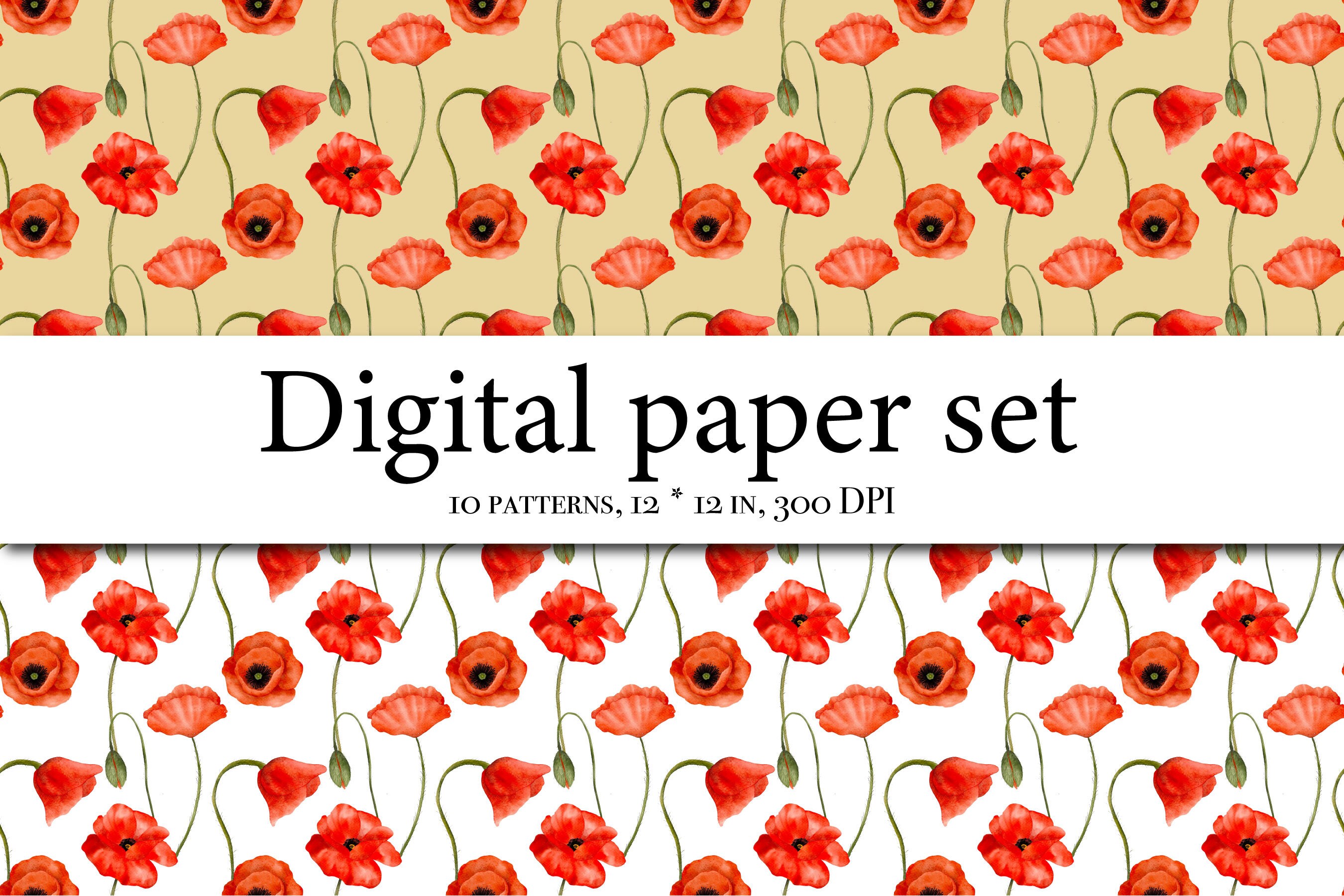 Wildflowers Aesthetics Digital Paper, Meadow Watercolor Flowers, Tiny ...